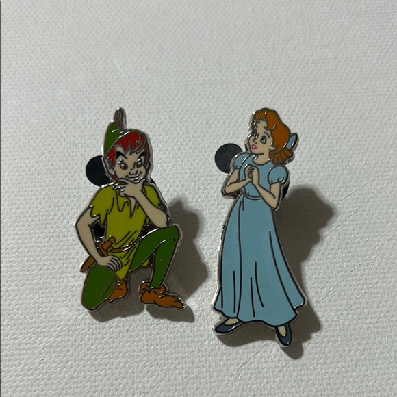 Disney | Accessories | Disney Peter Pan And Wendy Enamel Pins Red Green ...